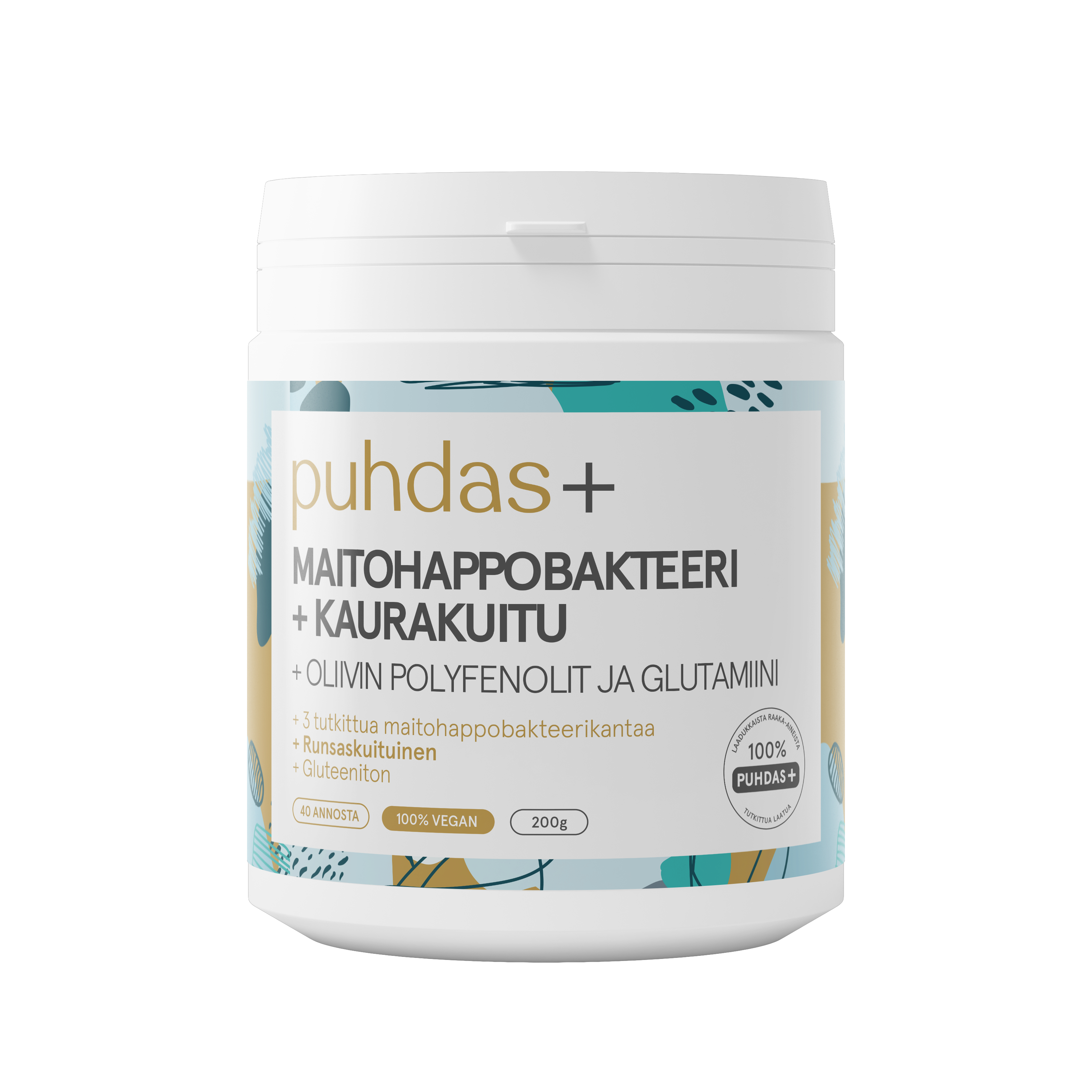 Puhdas+ Maitohappobakteeri + Kaurakuitu + Oliivin Polyfenolit ja Gluta