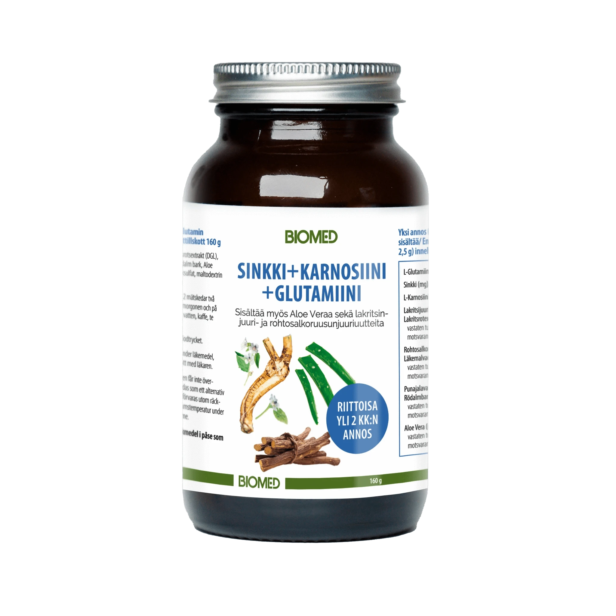 Biomed Sinkki + Karnosiini + Glutamiini - Juomajauhe 120 g