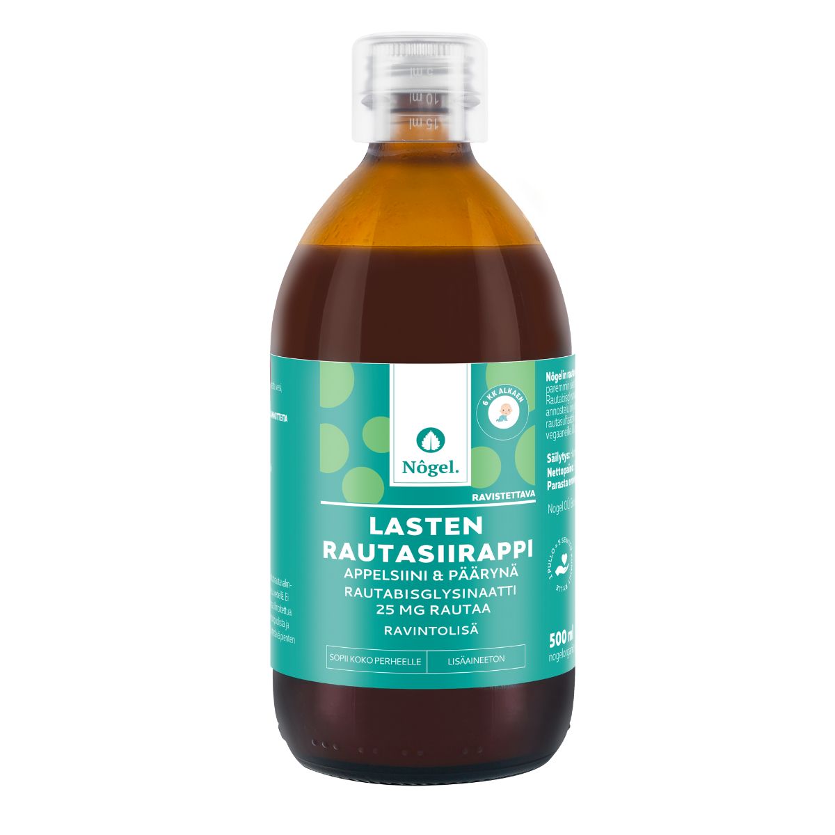 Nogel Rautasiirappi 25 mg - Appelsiini & Päärynä 500 ml