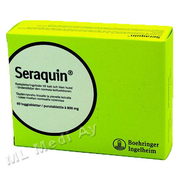 Seraquin Täydennysrehu kissoille ja pienille koirille 800 mg 60 tabl.